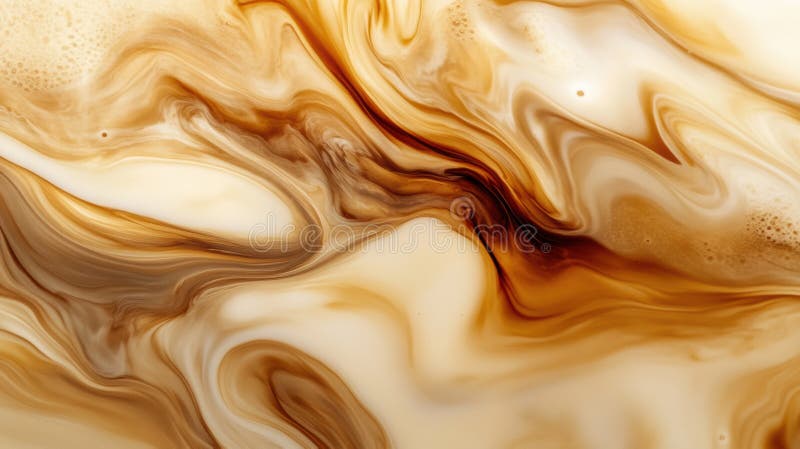 Swirling Coffee Blends Effortlessly with Milk in an Abstract Display of ...