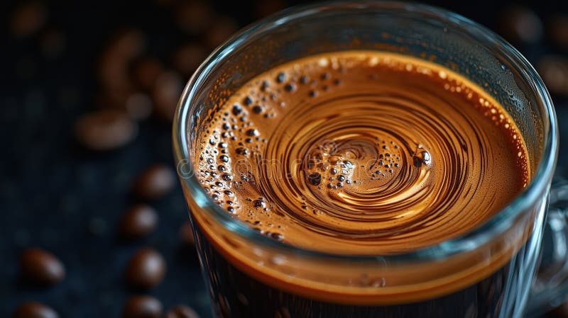 Swirling Coffee in Clear Cup, Morning Light Highlights Its Rich Texture ...