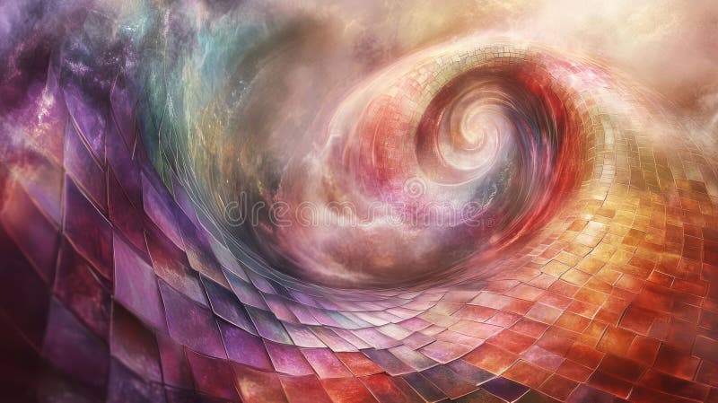 A Swirling, Colorful Abstract Landscape with a Tiled Pathway Leading ...