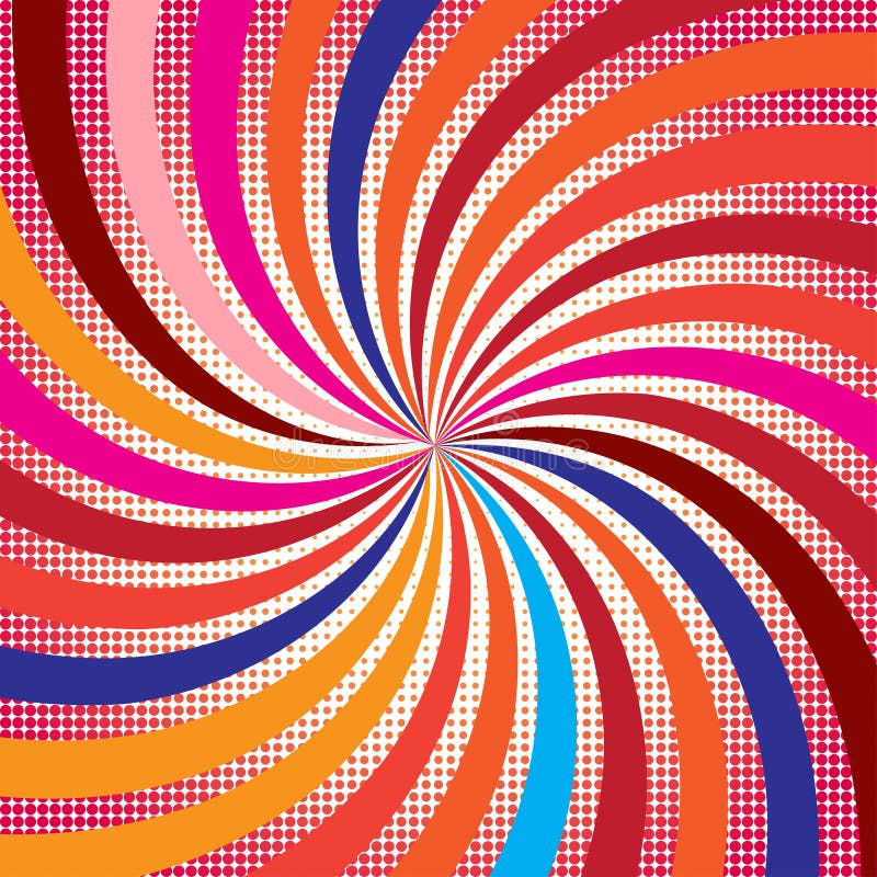 Swirling Colorful with Dots Radial Pattern Background. Vector ...