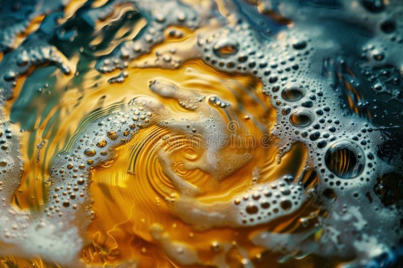 Swirling Colors and Bubbles in Liquid Medium. AI Generated Stock Image ...