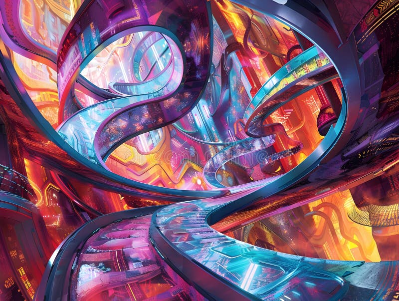 Swirling Conceptual Mind Map Interlacing Mental Landscapes of ...