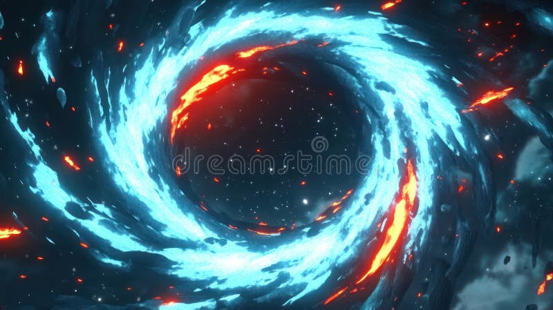 A Swirling Cosmic Vortex of Blue and Red, Depicting a Dramatic Space ...