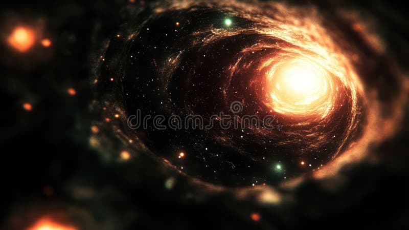 A Swirling Cosmic Vortex with Bright Light at the Center, Depicting ...