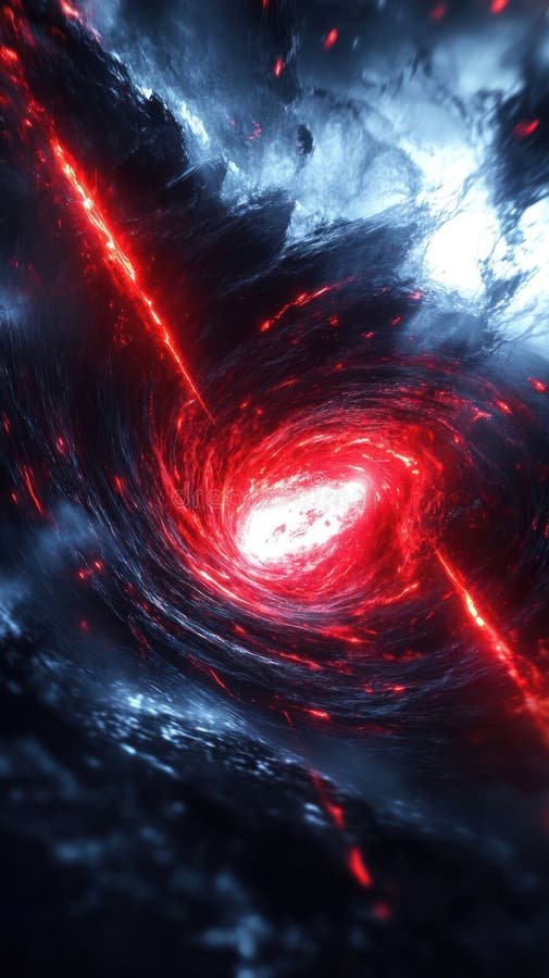 A Swirling Cosmic Vortex Emitting Red Energy, Depicting a Dramatic ...