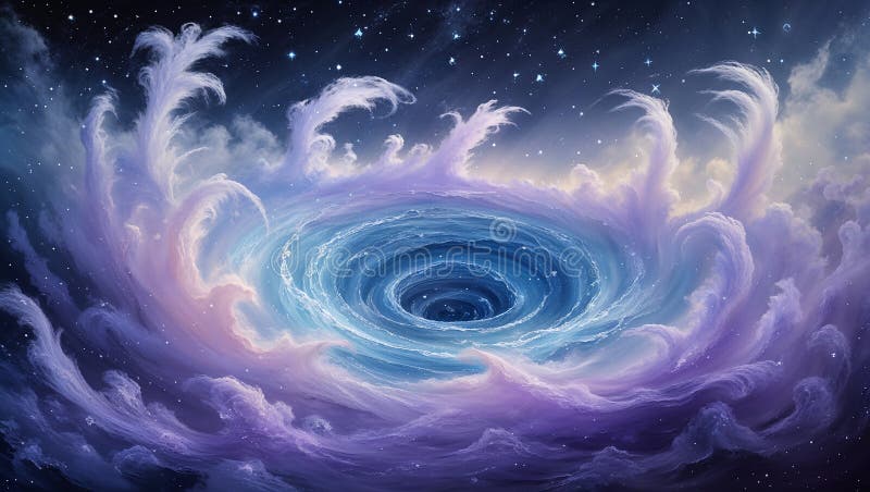 Swirling Cosmic Vortex Opening Amidst a Starry Nebula Stock ...