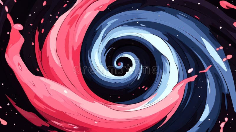 Abstract Pink and Blue Swirling Galaxy, Cosmic Vortex, Digital Art ...