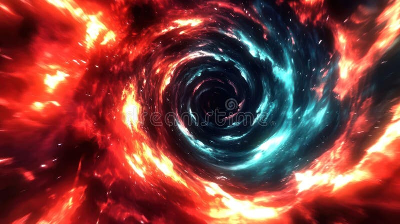 A Swirling Cosmic Vortex of Red and Blue Hues Representing a Dynamic ...