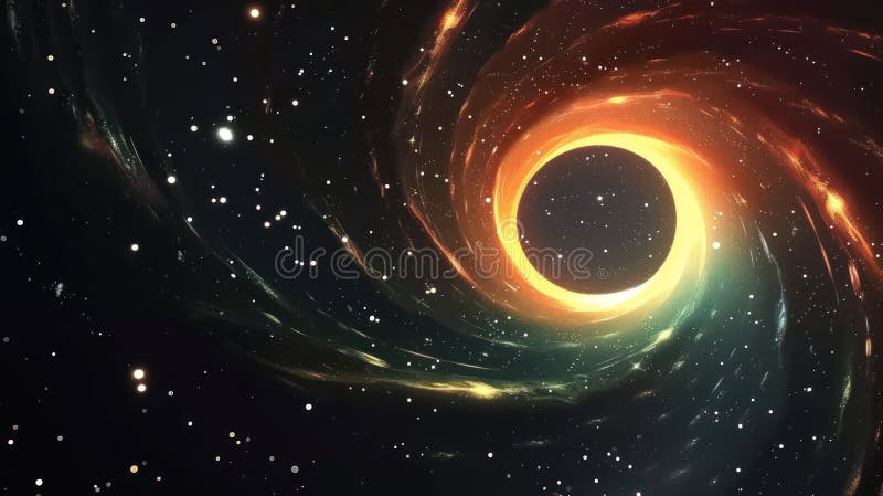 A Swirling Cosmic Vortex Representing a Black Hole in Deep Space Stock ...