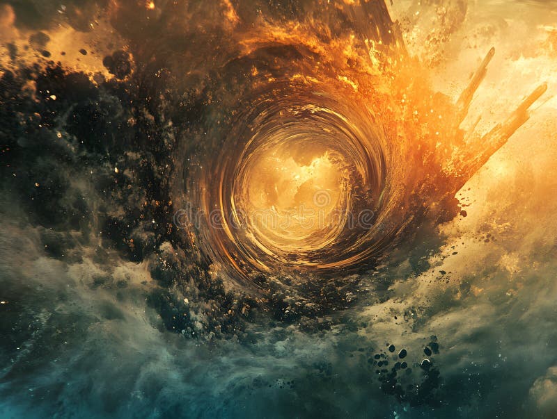Swirling Cosmic Vortex with Vibrant Colors and Textures Stock ...