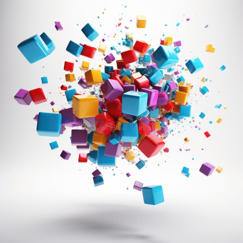 Swirling Cubes of Colors in a Dynamic Display, Symbolizing a Rising ...