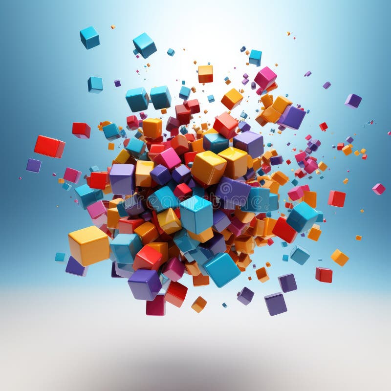 Swirling Cubes of Colors in a Dynamic Display, Symbolizing a Rising ...