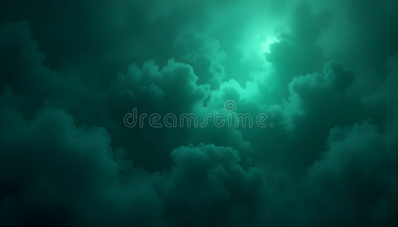 Swirling Dark Green Clouds with a Glowing Light Source Behind, Creating ...
