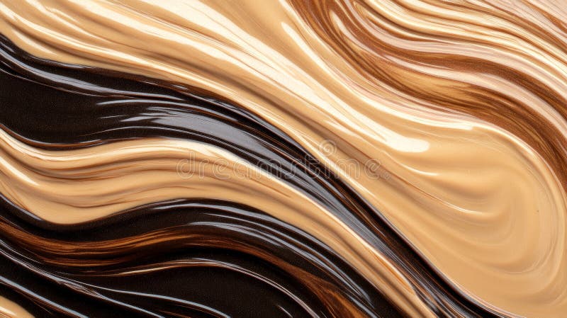 Swirling Dark and Milk Chocolate Blending Smoothly, Revealing Luxurious ...