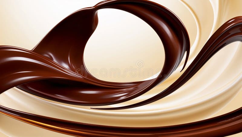Swirling Dark and White Chocolate Streams Creating a Dynamic Shape ...