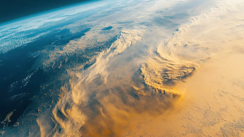 Swirling Desert Storm Rolling Over the Landscape, Dramatic Space ...