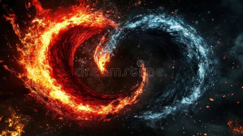 A Swirling Design of Fire and Ice, Symbolizing Duality and Balance ...