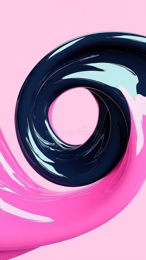 A Swirling Design of Pink and Dark Blue Paint Against a Light ...