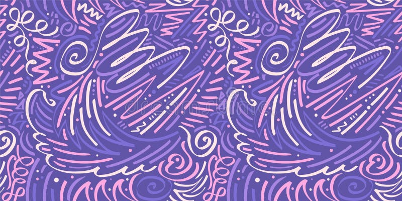 Swirling Doodle Abstract Seamless Pattern Stock Vector - Illustration ...