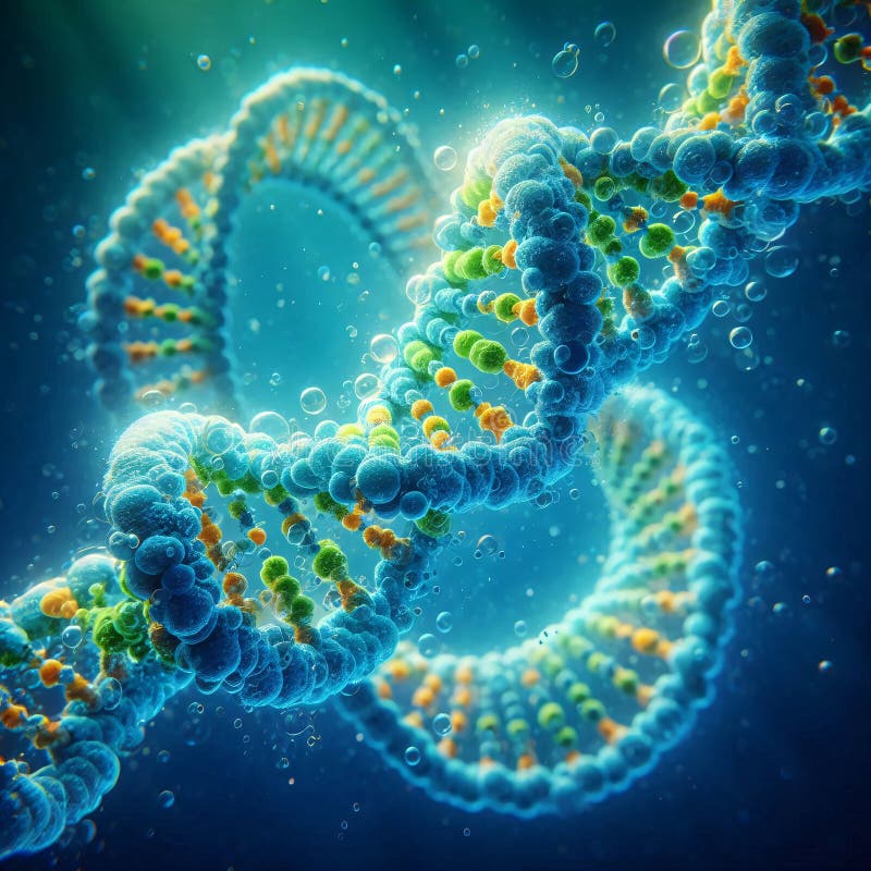 A Swirling Double Helix of DNA, Rendered in a Vibrant Blue, with ...