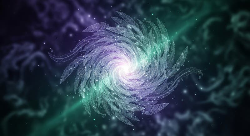 Swirling Feather Galaxy: Abstract Digital Art with Celestial Light ...