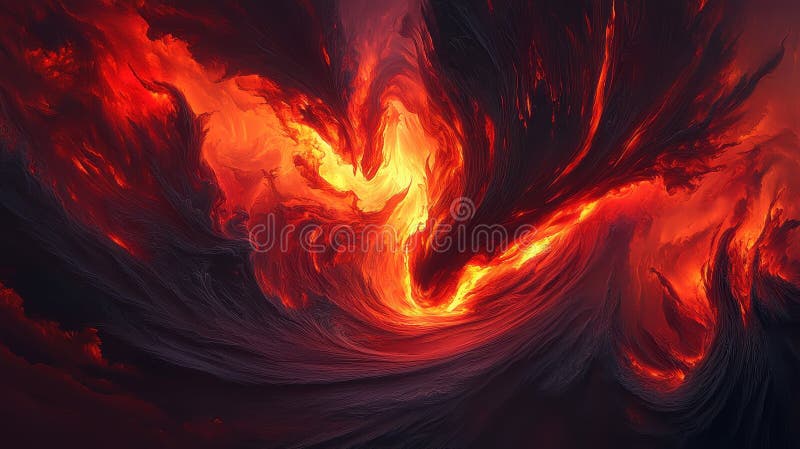 Swirling and Fiery Abstract Artwork of an Inferno Scene Stock Image ...