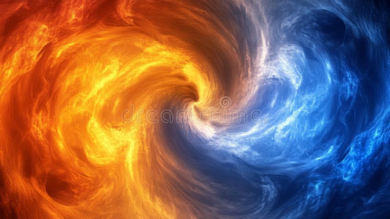 Swirling Fire and Ice Abstract Cosmic Energy Stock Illustration ...