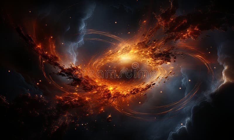 Swirling Fire and Smoke in Darkness Stock Photo - Image of beauty ...