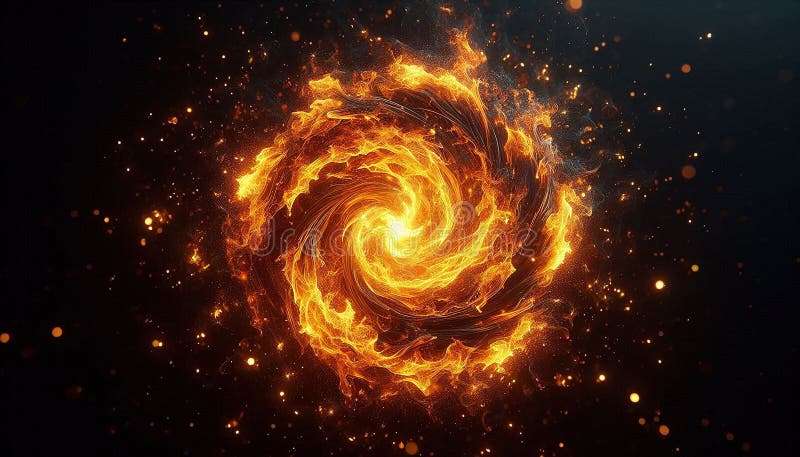Swirling Fire and Sparks in a Dark Background Stock Illustration ...