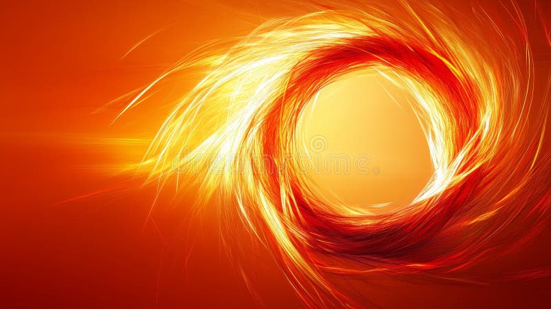 Swirling Fire Vortex Creating a Bright Circular Shape on a Fiery ...