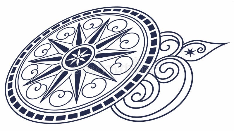 Swirling Floral Compass Rose, Botanical Navigation Graphic Element ...