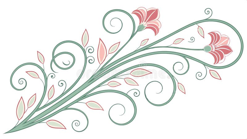 Swirling Floral Vine, Decorative Design, Botanical Element, Elegant ...