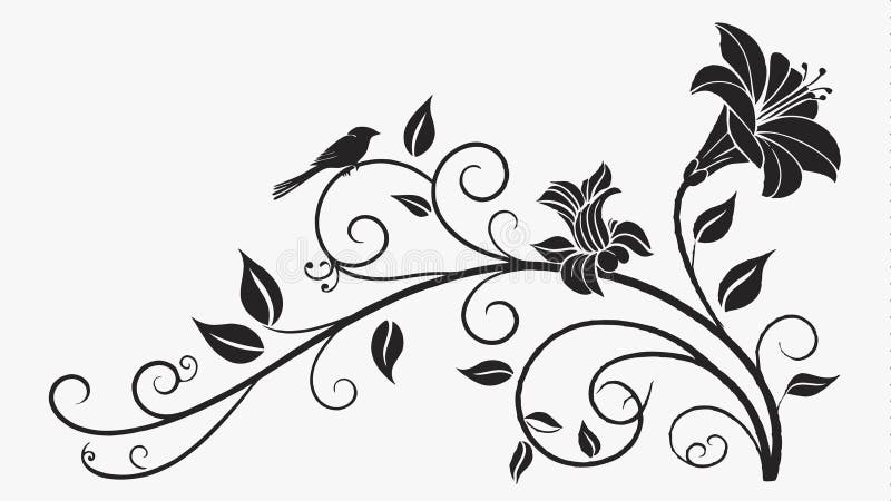 Swirling Floral Vine, Decorative Nature Vector Design Generative AI ...
