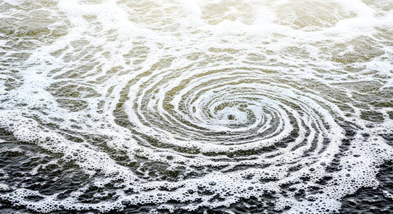Swirling Foamy Water Forms a Vortex, Creating a Mesmerizing Natural ...