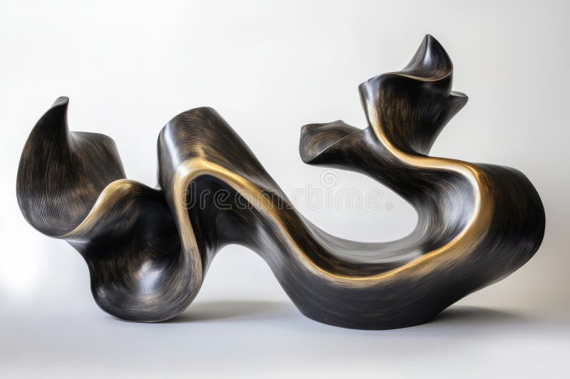 Swirling Forms Black Gold Twisting Interweaving One Another Graceful ...