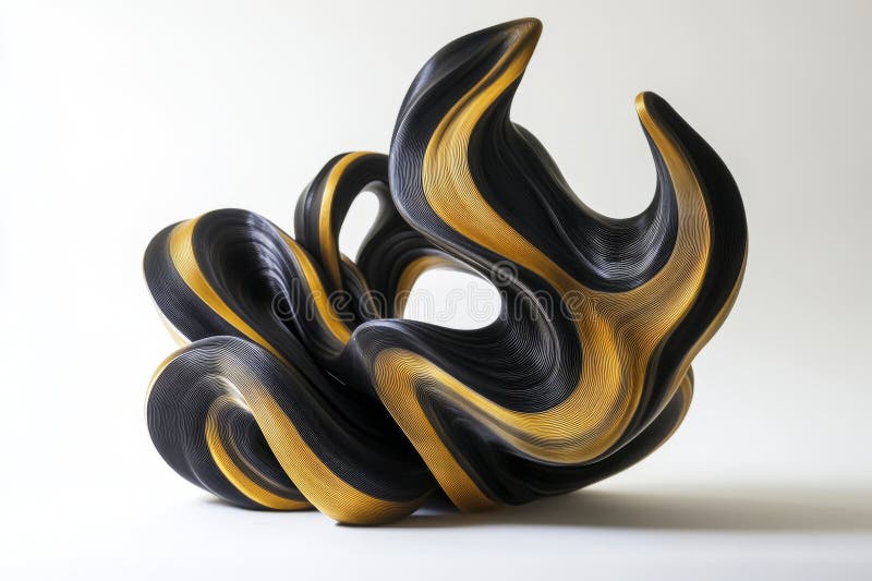 Swirling Forms in Black and Gold, Twisting and Interweaving with One ...
