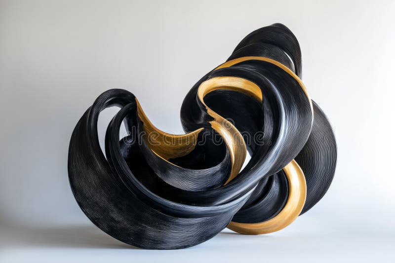 Swirling Forms in Black and Gold, Twisting and Interweaving with One ...