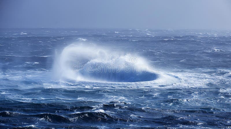 A Swirling Funnel of Saler Defying Gravity Over the Open Ocean Stock ...