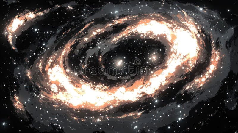 A Swirling Galaxy Depicted in Vibrant Colors Against a Starry Backdrop ...