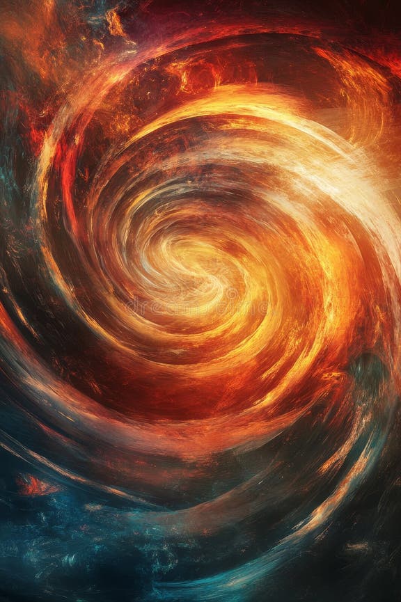 A Swirling Galaxy of Fire and Stars Stock Illustration - Illustration ...