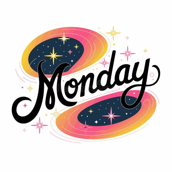 Swirling Galaxy-like Patterns Surround the Word Monday in a Playful ...