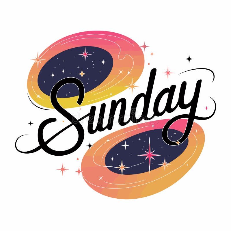 Swirling Galaxy-like Patterns Surround the Word Sunday in a Playful ...
