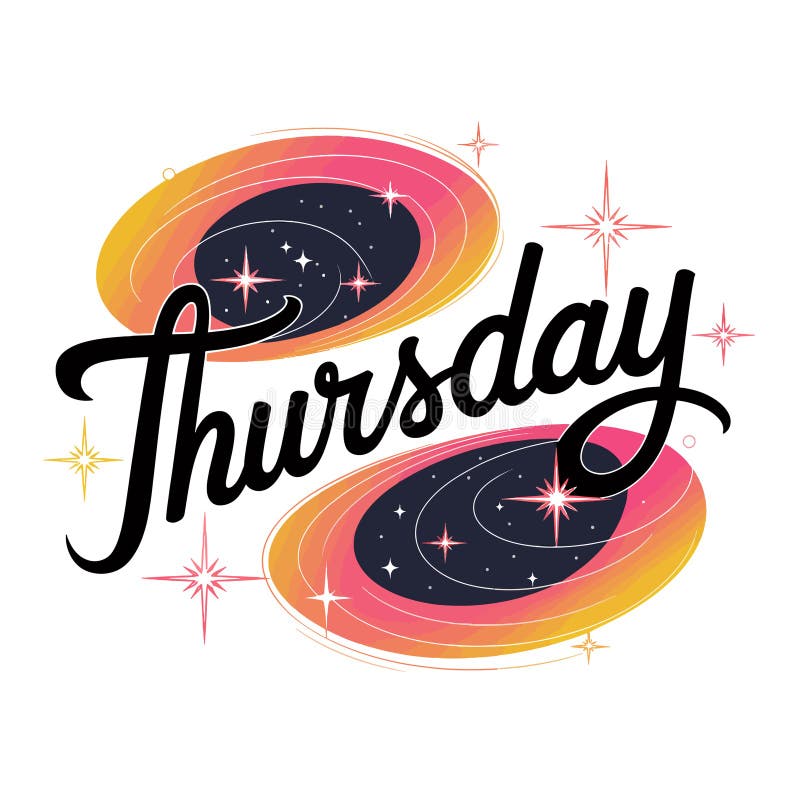 Swirling Galaxy-like Patterns Surround the Word Thursday in a Playful ...