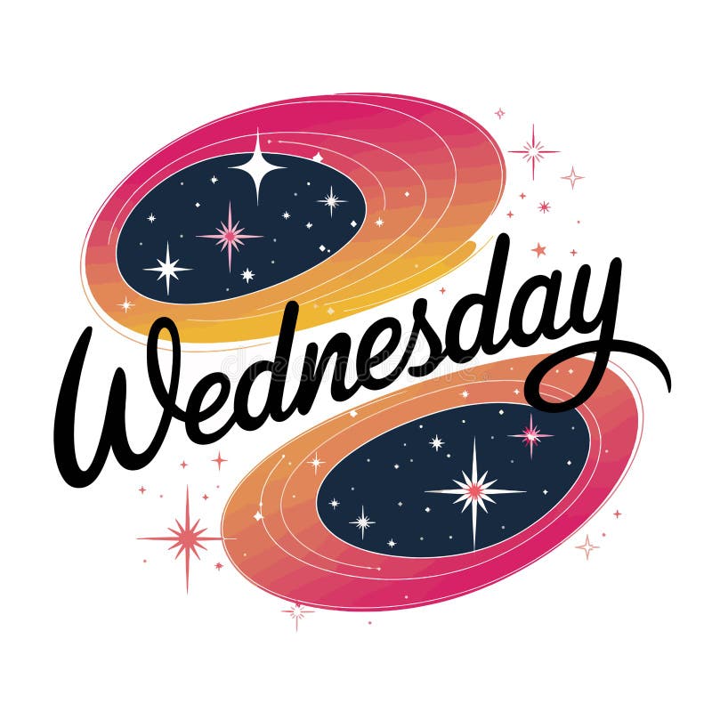 Swirling Galaxy-like Patterns Surround the Word Wednesday in a Playful ...