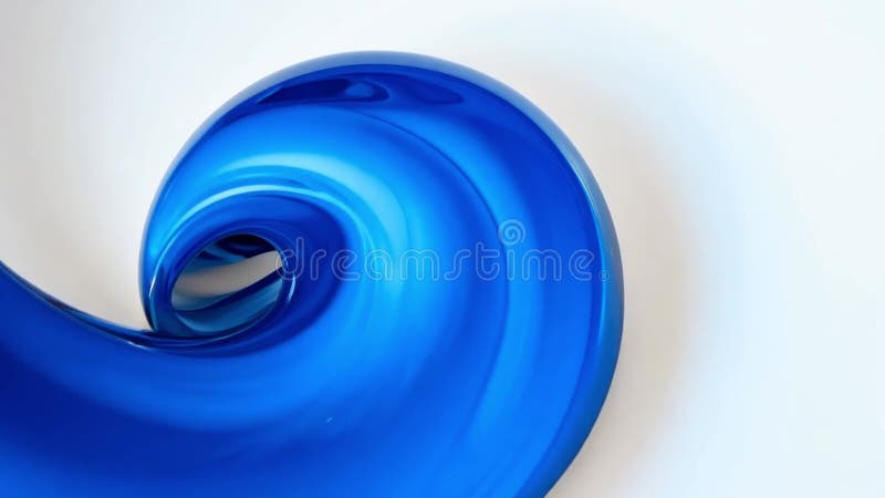 Swirling Glossy Blue Abstract Shape on White Background in High ...