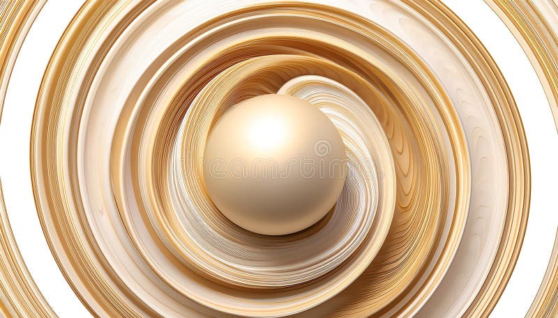 Swirling Gold and White Liquid with a Central Golden, Smooth Sphere ...