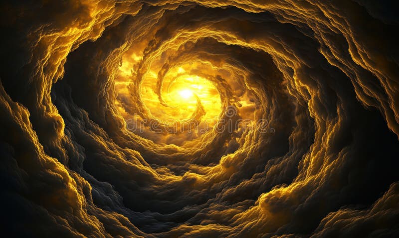 Swirling Golden Clouds with Radiant Sun at the Center Creating a ...