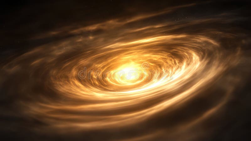 Swirling Golden Nebula in Space with Bright Light Center Stock ...