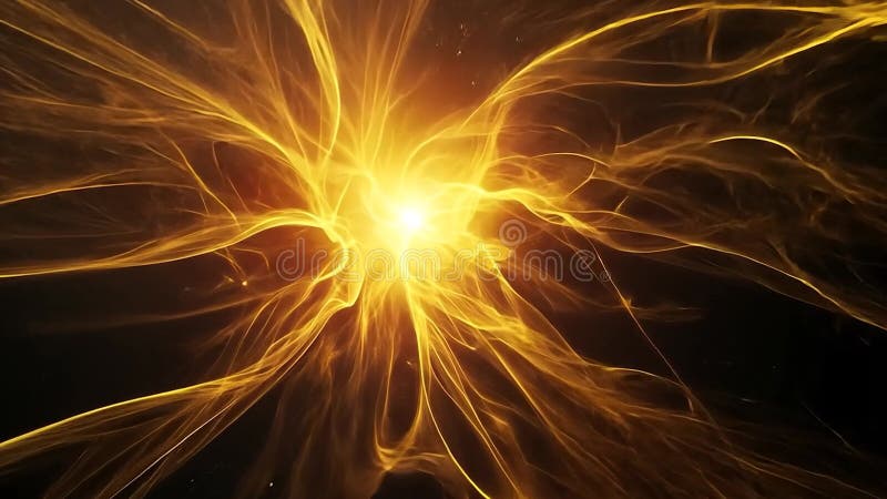 Swirling Golden Particles Create Energy Waves on a Black Backdrop ...