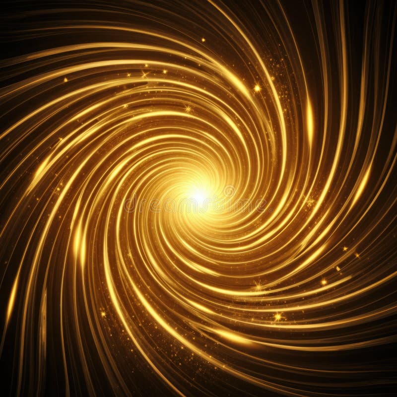 Swirling Golden Vortex of Light with Sparkling Particles Stock Image ...